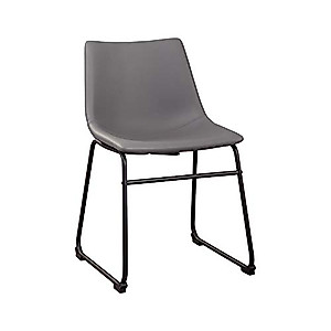 Signature Design by Ashley Centiar Urban Industrial 19" Faux Leather Bucket Dining Chair, 2 Count, Gray