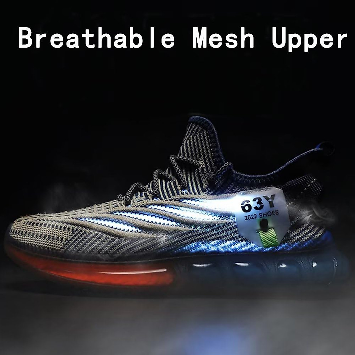 JCONGUW Men's Shoes Non Slip Shoes Slip on Sneakers Walking Shoes Black Athletic Mesh （Denim Blue 10）