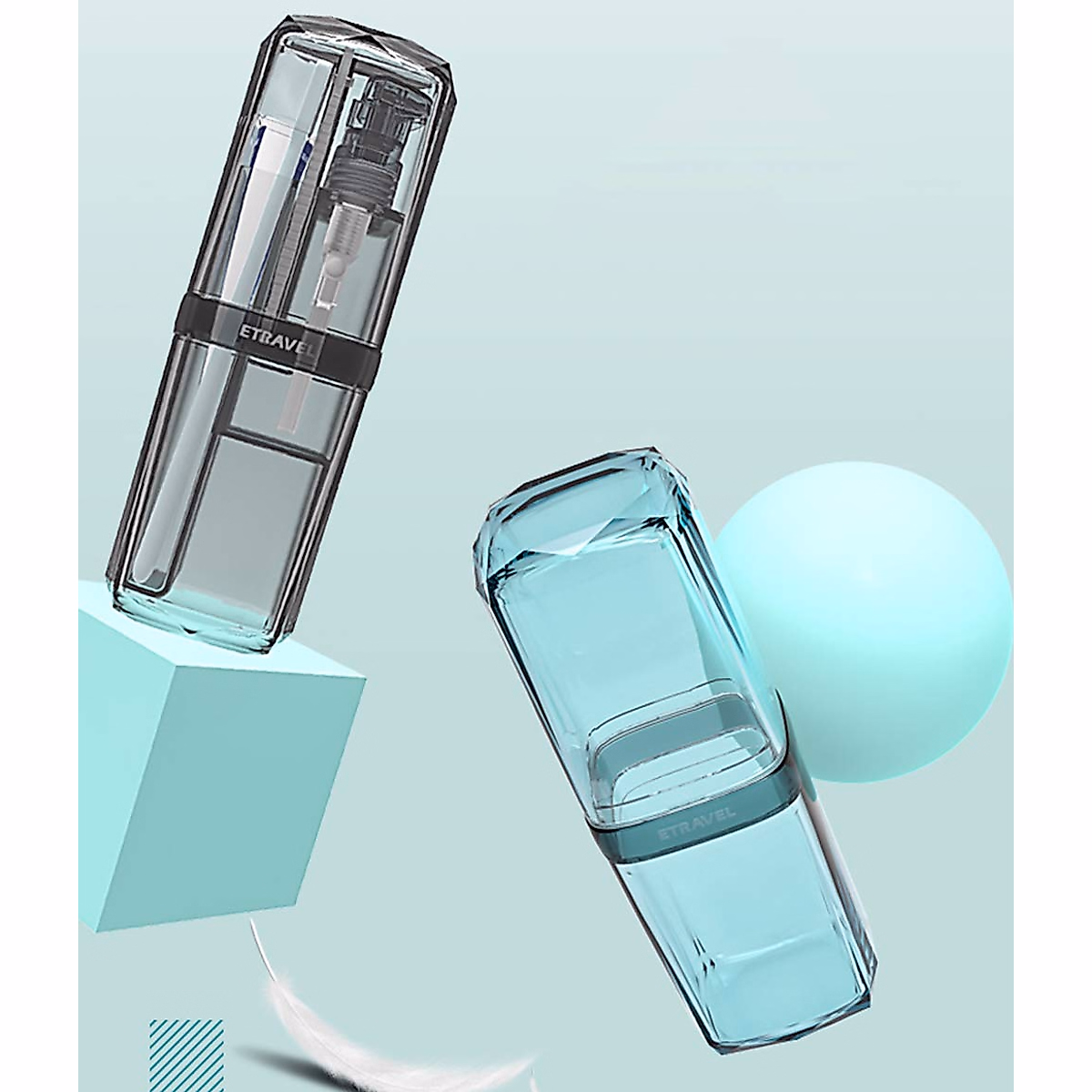 Portable Toothbrush Cup 8 in 1 Wash Set Storage Case, Toothbrush & Toothpaste Shower Gel Shampoo Comb Travel Kits Toiletry Sub (Gray)