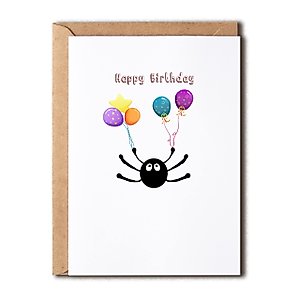 Happy Birthday Card - Studio Ghibli Soot Ball Birthday Card Spirited Away Totoro Japanese Anime Friend Hand Drawn Kiki - Spider Birthday Card, 5 x 7 inches