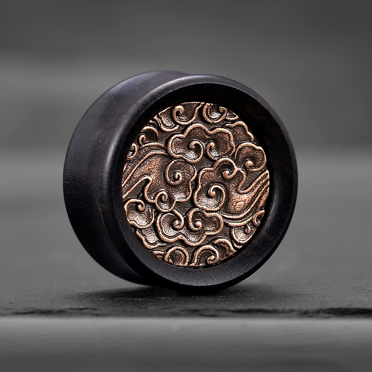 ERKUOO 2PCS Ebony Wood Ear Tunnel Plug Double Flared Ear Gauges Flesh Tunnels Stretcher Piercings Expanders 1/2"(12mm)