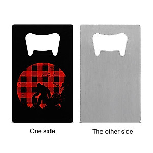 Bigfoot Buffalo Plaid Full Moon Stainless Steel Beer Bottle Opener Pop Can Soda Openers Use for Kitchen Bar Restaurant Credit Card Size