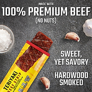 Jack Link's Jerky Bars, Teriyaki - 8g of Protein and 80 Calories, Made with Premium Beef, No added MSG - Keto Friendly and Gluten Free Snacks (Pack of 12)