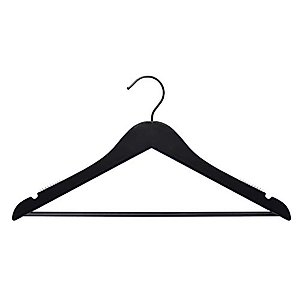 NAHANCO 20217WBBHHU Wooden Suit Hangers - Line - 17" Low Gloss Black with Black Hook (Pack of 25)