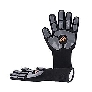 Blackstone 5558 Griddle Gloves with Silicone Palm Pads - Heat Resistant up to 500 Degrees, Easy Grip for Indoor and Outdoor Cooking, Grilling, Baking, Fire Pit, Fryer, Oven, One Size, Black/Grey