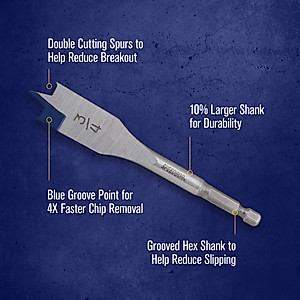 Irwin Tools 99920 Standard Spade Bit, 1-1/4", 6"