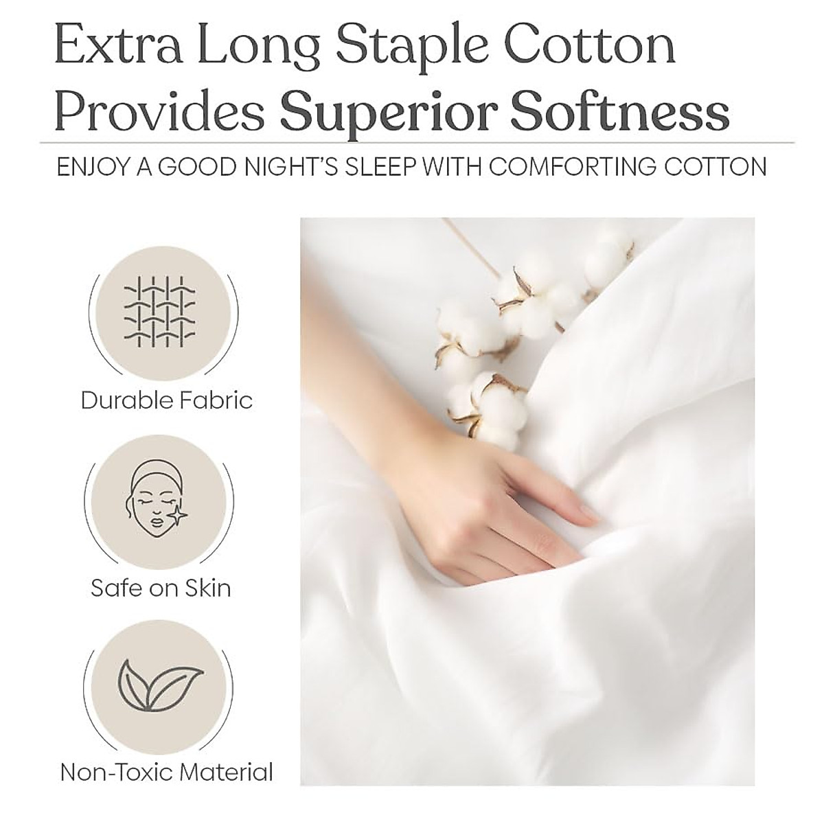 Queen Size White Color Flat and Fitted Sheet Set of 4 | Haus and Kinder 400 TC Hotel Luxury Breathable Bedding Sheets | 100% Long Staple Cotton, Sateen Weave Bed Sheets (Queen, White)