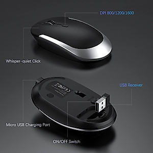 TechGround Rechargeable Wireless Keyboard Mouse, 2.4GHz Ultra Slim Compact Wireless Keyboard Mouse Combo for Laptop, Desktop, Windows
