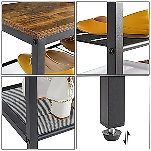 YMYNY Industrial Shoe Rack, 5-Tier Shoe Storage Organizer with 4 Mesh Shelves for 16-20 Pairs, Shoe Shelf for Entryway, Hallway, Closet, 39.4 x 11.8 x 37.4, Metal Frame, Rustic Brown, HD-UHTMJ084H