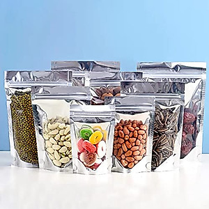 LOKQING Mylar Bags for Food Storage Resealable Bags for Small Business Stand Up Packaging Bags (200PACK,4.9 x7.9Inches)