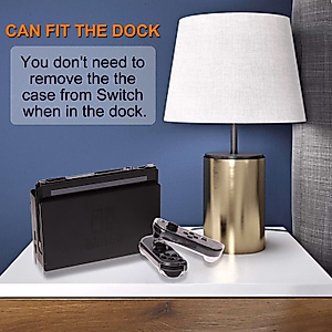 VEGCOO Switch Protective Case, Dockable Crystal Clear Shockproof Ergonomic Anti-Scratch Cover for Nintendo Switch with Glass Screen Protector & Thumb Grips Caps-Clear