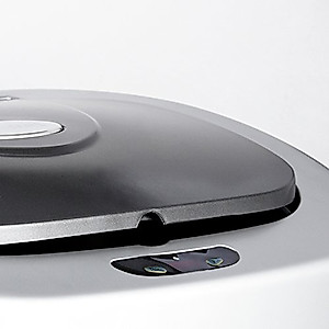 NINESTARS Automatic Touchless Infrared Motion Sensor Trash Can with Stainless Steel Base & Oval, Silver/Black Lid, 21 Gal