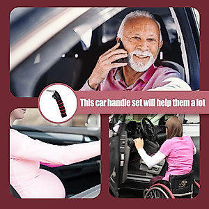 KOUNATSURI Car Door Handle for Elderly Assist Support Handle Multifunction Car Door Latch for Seniors and Handicapped Red