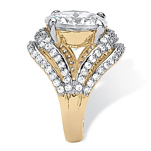 PalmBeach Yellow Gold-plated Round Cubic Zirconia Double Split Shank Engagement Ring Sizes 7-12 Size 10