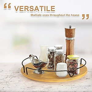 simesove Lazy Susan Turntable 10inch Bamboo Spinning Spice Rack Holder Kitchen Cabinet Counter Top Organizer 360 Degree Turntable Turning Table (Bamboo, 10" (1 Tier))