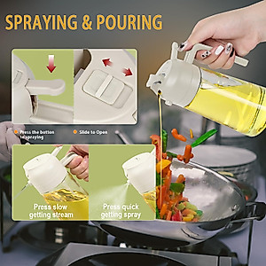PRO IPLAS Oil Spray Bottle, Olive Oil Sprayer, 16 oz Oil Sprayer for cooking, 2 in 1 Glass Oil Sprayer & Dispenser