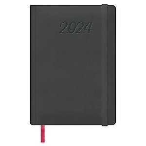 Dohe - Diary 2024 – Day Page – Size: 15 x 21 cm (A5) – 336 Pages – Stitched Binding – Hardcover – Black – Manaos Model