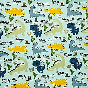 Dinosaur Cotton Fabric Squares for Baby Boy,Charm Packs for Quilting 5 inch,Fabric Scraps for Crafts,Precut Quilt Squares 5x5 (42Pcs) SZRUIZFZ
