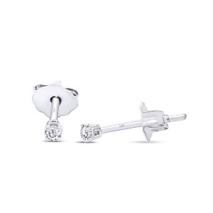 Round Natural Diamond Stud (IGI Certified 0.70 ct & up) Plus Quality Friction Back Earrings in 14k Solid White Gold, 0.04 Ctw - 2.00 Ctw