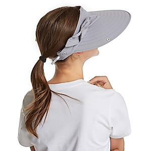 icolor Women Sun Cap Finshing Hats UPF+50 Detachable Face Mask Neck Flap Visor Wide Brim Sun Protection Hiking Hats Light Gray