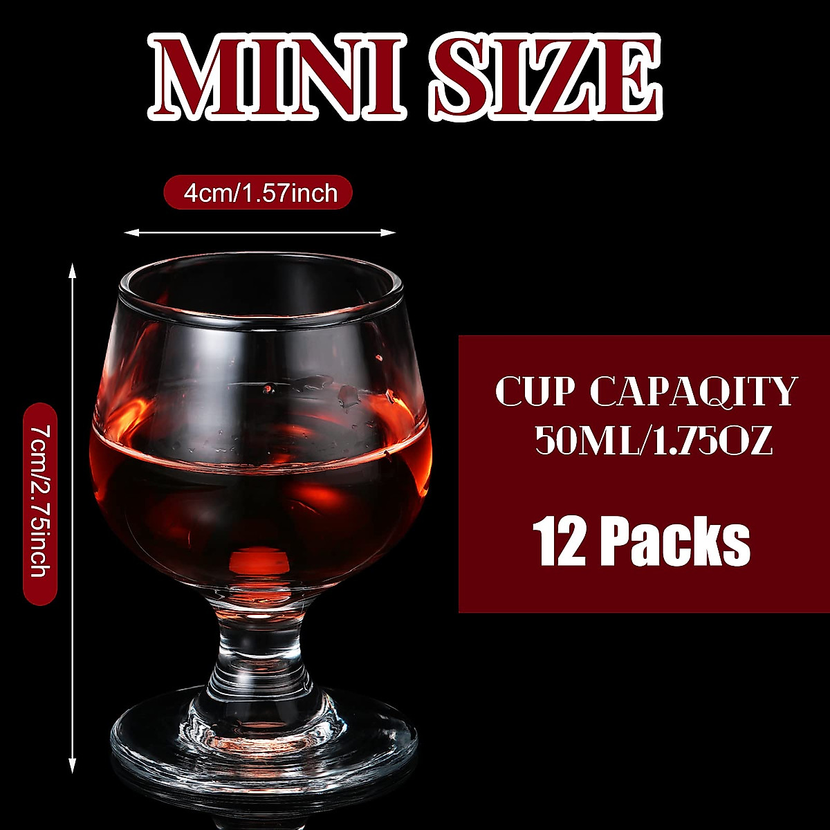 Cute Shot Glasses Mini Glass Snifters Cognac 1.7 oz Glasses Brandy Snifter Mini Wine Glasses Glass Dinnerware Set for Whiskey Juice Vodka Sherry Champagne Brandy Wine Party Supplies (12 Pieces)