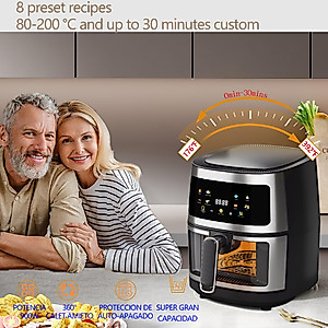 Air Fryer, 5.0 QT Large Capacity with Temperature Control, 8 Preset Recipes, Non-Stick Racks, Low-fat Healthy Grilling, Multi-functional Air Fryer Oven great for Home Use and Festive Gifts.