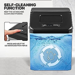 mollie Ice Machine Maker Countertop, 32 Ice Square Cubes Ready in 20 Mins, 33lbs/24 hrs, Self-Cleaning Ice Machine, 2 Size Ice Cubes for Kitchen Office Bar Party, 2.5L Water Tank