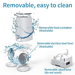 LAPADU Automatic Cat Feeder, Automatic Pet Feeder for Two Cats Dogs, 4L Dry Food Dispenser with Splitter and Two Stainless Bowls,6 Meal Portion Control and Timer Setting, 60 Portions 6 Meals Per Day