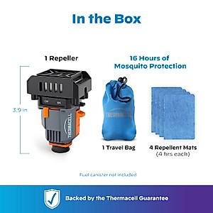 Thermacell Mosquito Backpacker Repeller, Gen 2.0 with 16 Hours of Repellent; 15 Foot Zone of Mosquito Protection; Long Lasting, Bug Spray Alternative, Scent Free