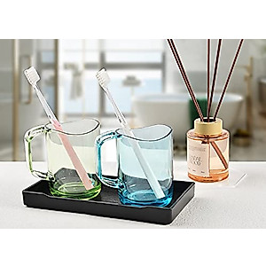 VCREATC Small Black Mini Tray (8 inch x 4 inch) for Kitchen Counter, Bathroom for Vanity Items, Coffee Accessory, Bar, Serving Seasoning, Salt and Pepper, Soap, Perfume or Display Use.