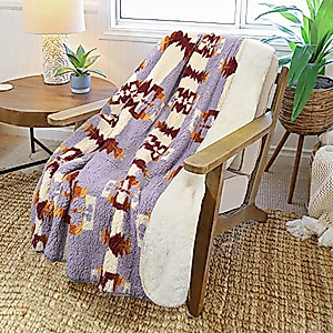 Catalonia Southwest Throw Blanket, Aztec Blanket for Couch or Room Decor, Reversible Comfy Fluffy Mexican Blanket, Gift Blanket, 50x60 inches