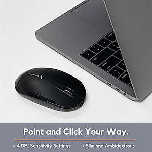X9 Slim Bluetooth Mouse and Keyboard Combo - Dual BT + 2.4G Pair 3 Devices - Full-Size Rechargeable Wireless Mouse and Keyboard Combo - Multi-Device Wireless Keyboard Mouse Combo for PC - Black