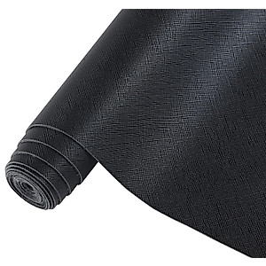 CDY Toothpick Texture Faux Leather Roll: Solid Color Faux Leather Sheets 13.8"X53" PU Fabric Leather Perfect for Crafts Handbags Wallets Jewelry Earrings Bows Making (Black)