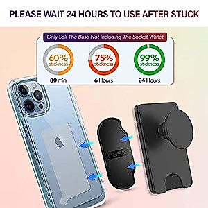 3PCS Adhesive Base Replacement for Pops Wallet+, Detachable Sticky Plastic Part Strips for Socket Wallet Plus & Wallet Case Back with Extra 3Pack 3M VHB Sticker Tapes, Sleeve Attachment Piece Black