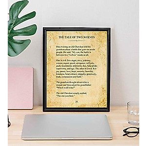 "The Tale of Two Wolves" Cherokee Indian Tale-Vintage Book Page Print -8 x 10" Spiritual Wall Art Print-Ready to Frame. Inspirational Home-Office-Classroom-Library Decor. Great Native American Sign!