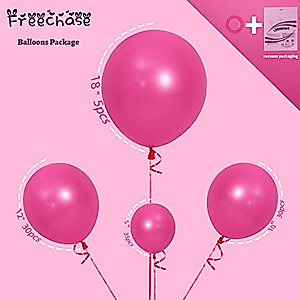 Freechase 100pcs Hot Pink Latex Balloons - 5+10+12+18 inch Pink Balloon Arch Kit Balloon Garland for Birthday Decoration, Baby shower, Graduation Party, Valentines Day, Gender Reveal