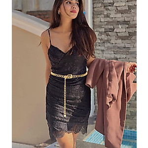 LOREMOW 2 Pcs Waist Chain Belt for Women Metal Belly Waist Chain Chunky Belt Chain Multilayer Chain for Dress Jeans G120