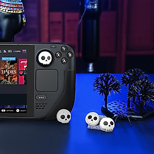 JINGDU Thumb Grip Caps for Steam Deck, Silicone Thumbstick Caps Cover Compatible with Steam Deck, Joystick Cap Accessories for Steam Deck, Skull