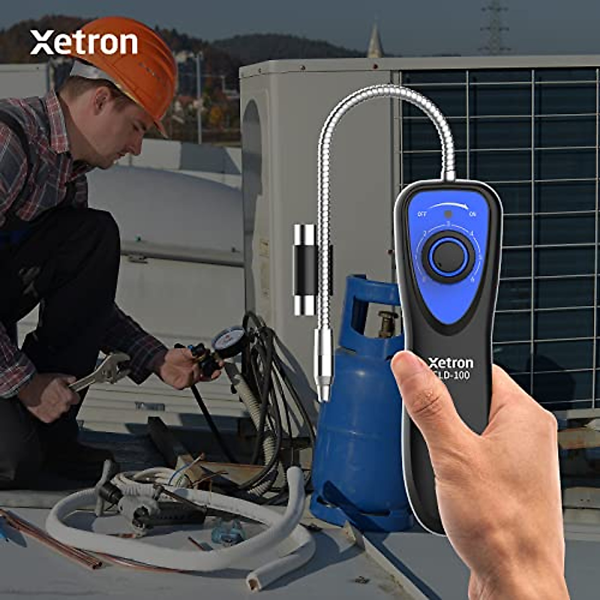Xetron HVAC Refrigerant Leak Detector with UV LED,Automotive AC [R134A R410A R22 R1234YF] Freon Sniff Halogen Gas Leak Detector, 6 Adjustable Sensitivity, CFCs HCFCs HFCs HFOs CLD-100UV