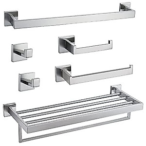TURS 5-Pieces Bathroom Hardware Accessories Set Brushed Towel Holder Sets Bath Towel Rack Towel Shelf