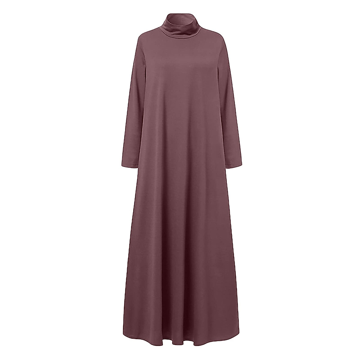 Strapless Dress Womens Casual Maxi Dress Long Sleeve Mock Neck Robe Abaya Muslim Ramadan Dress Flowy Maxi Dress Islamic Evening Gown Gift Card Pink