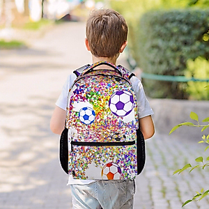 COOPASIA Soccer Backpack for Girls Boys, 16 Inch Soccer Theme Bookbag with Adjustable Straps, Lightweight, Durable, School Bag with Large Capacity