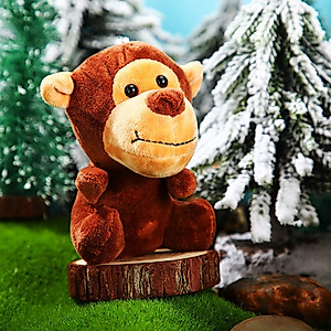 HyDren 18 Pcs Mini Stuffed Forest Animals Bulk Jungle Animal 4.8 Inch Cute Funny Toys Lion Tiger Elephant Giraffe Leopard Monkey Plush Set for Animal Themed Parties Achievement Award(Lovely Style)