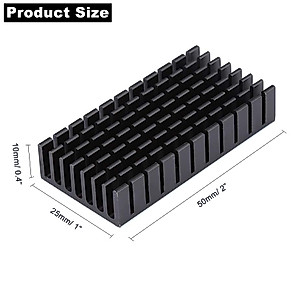 Awxlumv 2Pcs 25mm Heatsink 50x25x10mm/ 2 x 1x 0.4 inch with Thermal Conductive Tape, Cooler Aluminum Heat Sink for Cooling DIY Electronics USB WiFi Router Mini-SATA PCB Device (50mmx25mmx10mm)