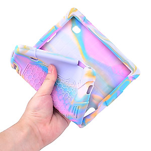 DETUOSI Case Compatible with Dragon Touch K10, Multi-Angle Stand Case, Soft Silicone Protective Cover for ZONKO K105, Victbing 10, Winsing 10, YELLYOUTH 10, Hoozo Touch 10, Rose Red & Purple