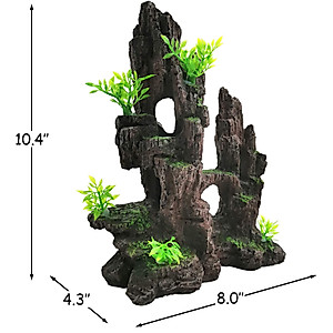 kathson Aquarium Mountain View Stone Resin Fish Tank Decoration Betta Hideout Caves Rockery Landscape Tree Rock Hiding Cave Decor for Small Fish Shrimp Play Ornament