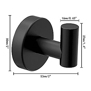 WOJIUBUXIN Towel Hooks Matte Black Coat Robe Clothes Hook SUS 304 Stainless Steel Modern Wall Hook for Bathroom Kitchen Bedroom Hotel Heavy Duty Wall Mounted 2 Pack…