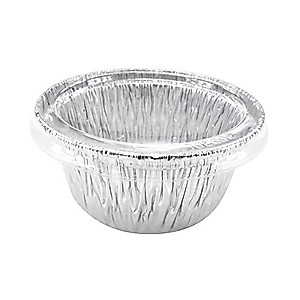 100 Aluminum Foil Muffin Cupcake Ramekin 4oz Cups with Lids Disposable