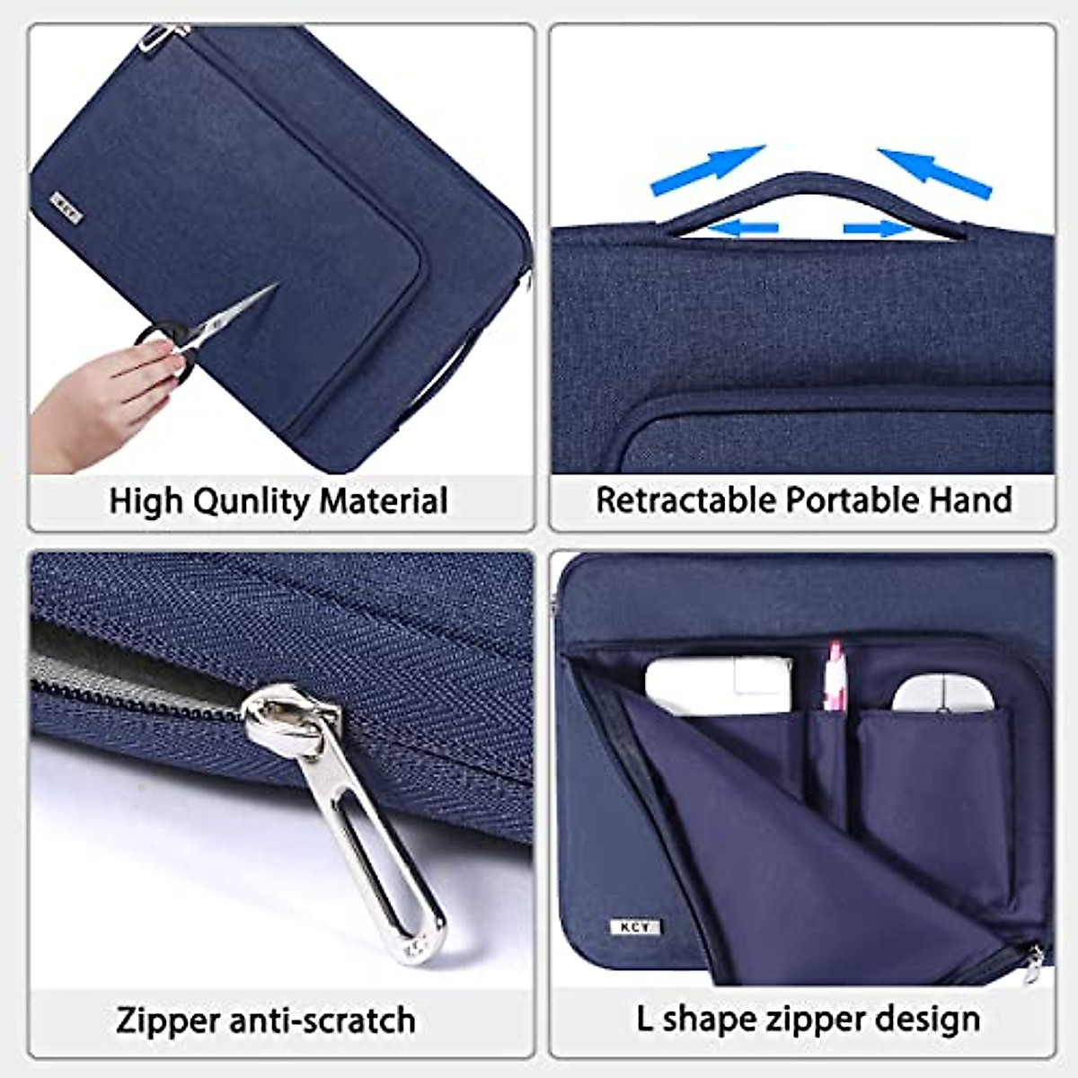KCY Laptop Sleeve 11.6 Inch, Waterproof Slim Laptop Case Bag with Handle Compatible with Surface Pro 9 8 7/Laptop Go 2 3, MacBook Air 11/12, 11-12 Inch HP Acer Asus Lenovo Samsung Chromebook,Blue