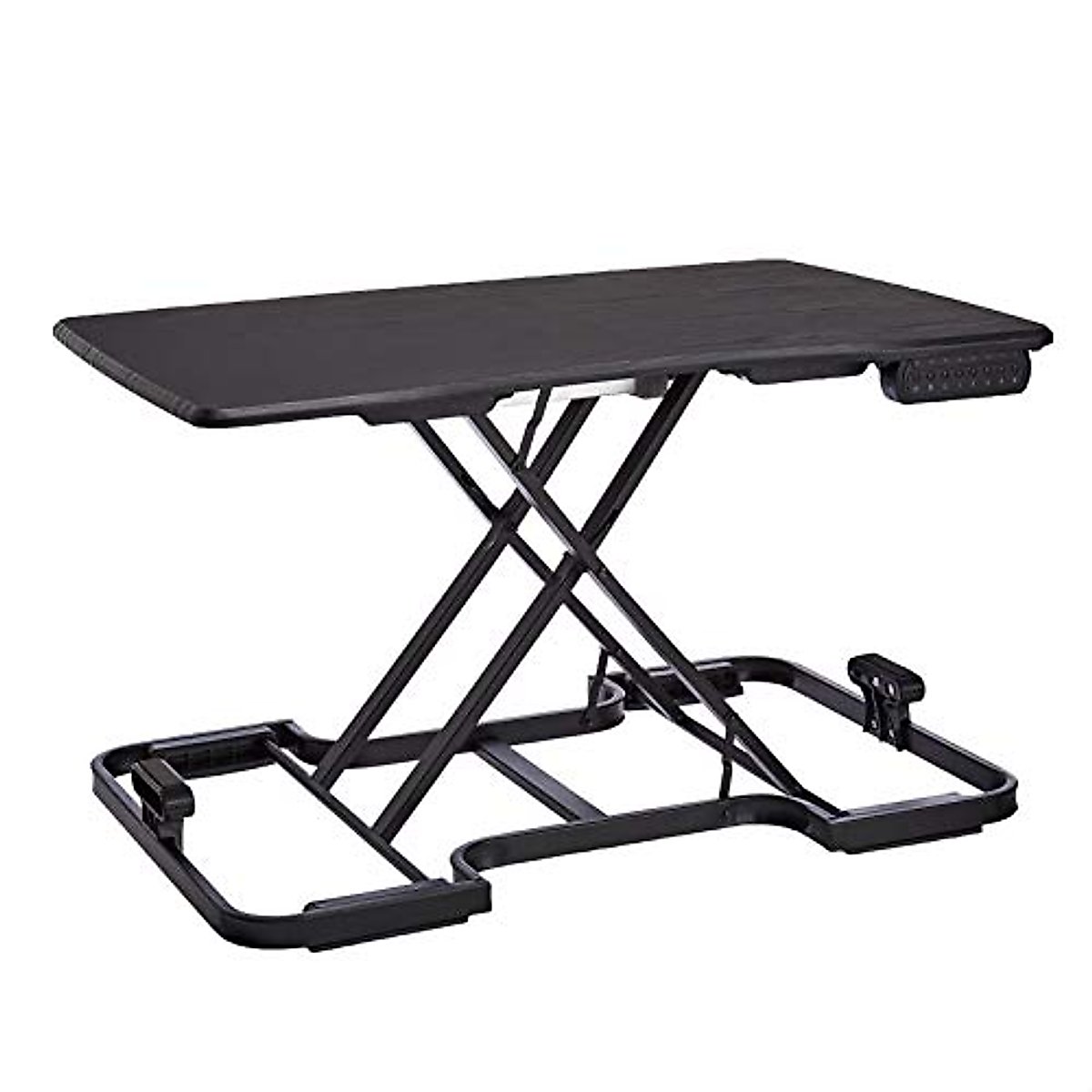 Amazon Basics Rectangular 5-Level Adjustable/Portable Electronic Standing Computer Desk Converter, Wood Surface, 18 Inch, Black